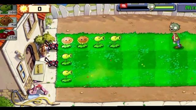 прохождение 1 _4 уровень plants vs zombie зомби против растений #1