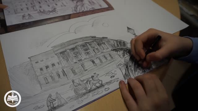 Город Петра
Видеоурок "Императорская Публичная библиотека" техника-простой карандаш