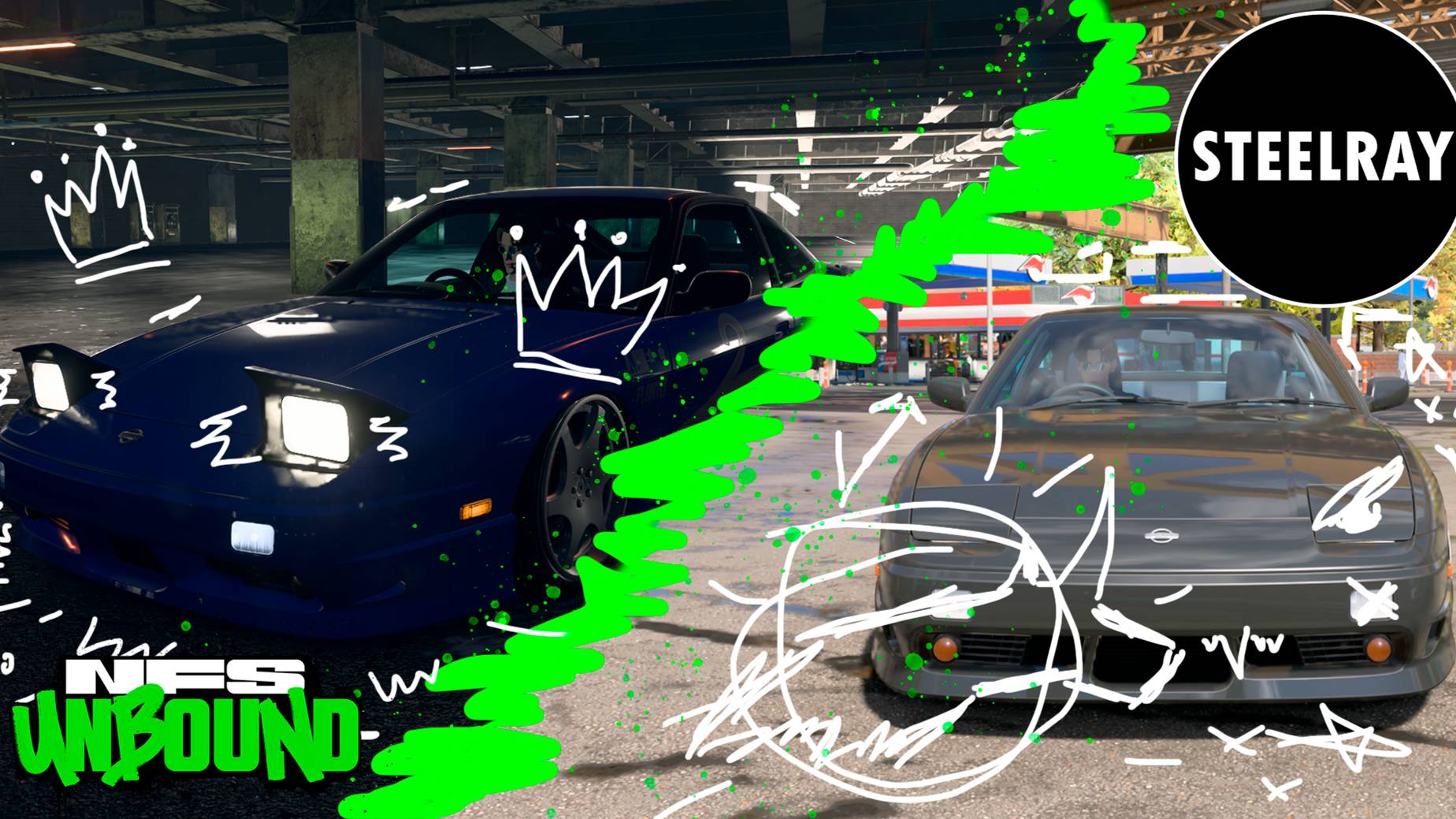 NFS Unbound Nissan 180SX Type X "Tribal Black/Blue"
