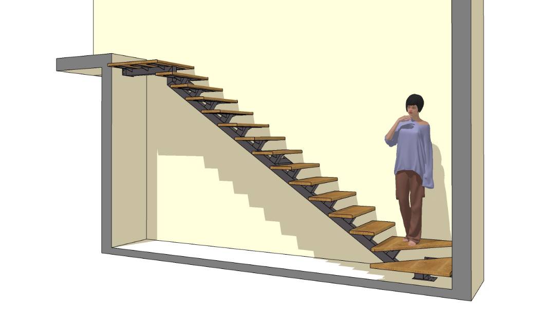 Забежная лестница на монокосоуре 90º.  г.Зеленоградск