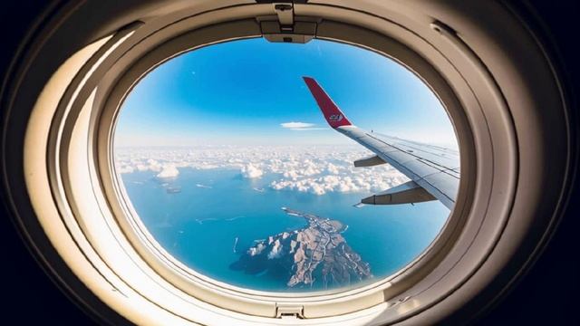 Звук летящего самолёта в салоне.