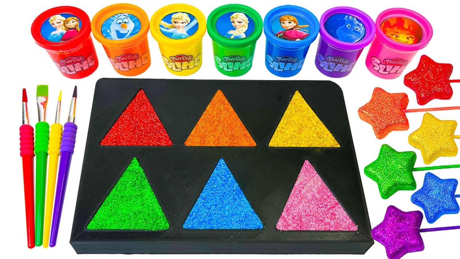 Первые мультфильмы. Яркие картинки. Слаймы. Игрушки. Звездочки. Учим цвета. Звуки. Асмр