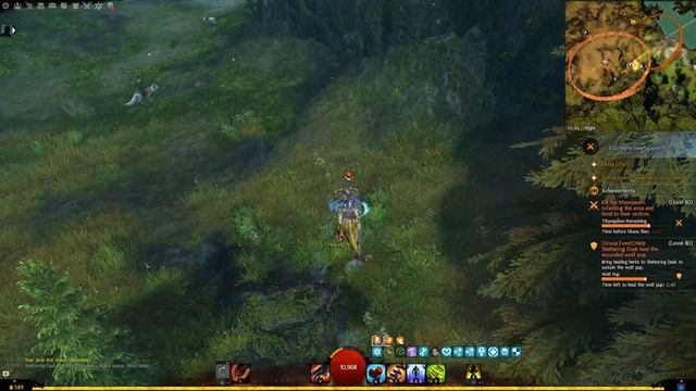 Lowland Shore - Help Sheltering Dusk heal the wounded wolf pup & Achievements (Guild Wars 2)