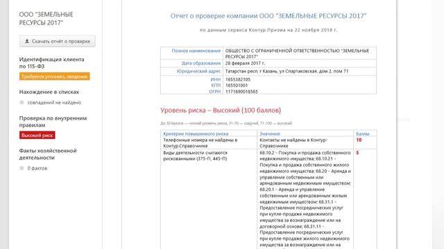 Контур.Призма – проверка юридического лица по 115 ФЗ
