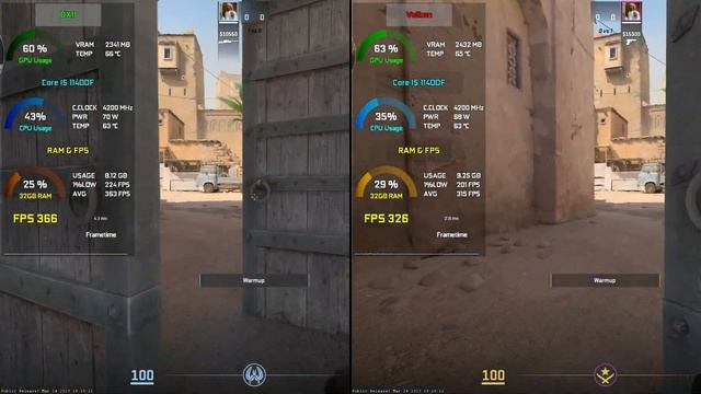 Тест Counter-Strike 2  DirectX11 vs Vulkan - Performance Test
