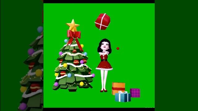 Хромакей - девочка у ёлки.