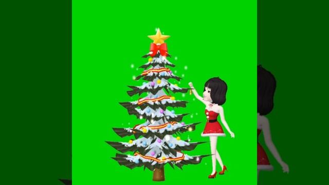 Хромакей -девочка с елкой