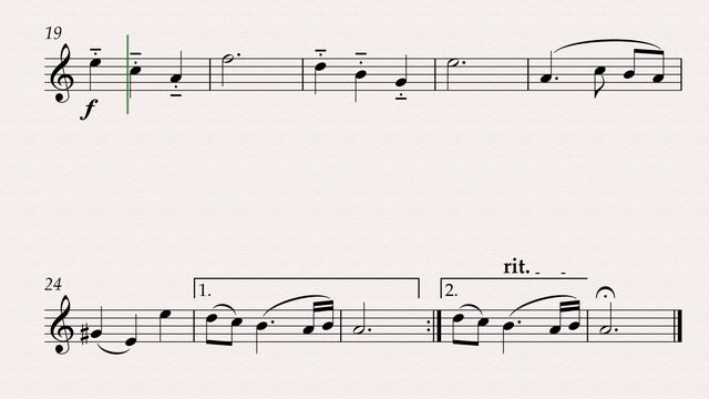 Д.Кригер Менуэт видео-минусовка и ноты для флейты (блокфлейты), темп 60