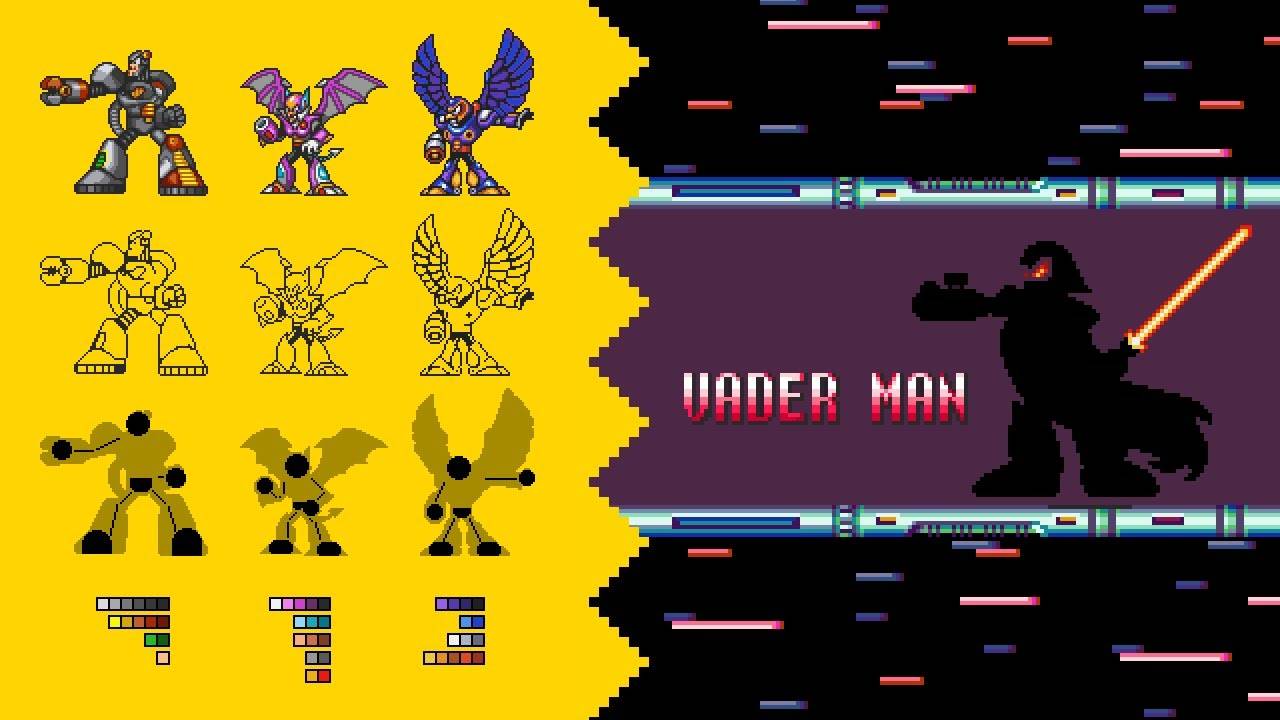 Пиксель Арт: Дарт Вейдер в стиле босса игры Мега Мен | Darth Vader as a Mega Man Boss.