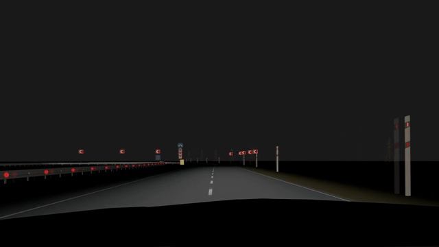 Анимация  опасного поворота фонарями сигнальными дорожными с теллурическим элементом питания.