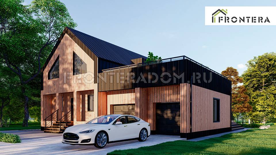 Барн 326. Каркасный дом с гаражом. Обзор проекта.