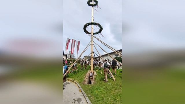 Установка "майского дерева" в деревне Хоф-бай-Зальцбург, Австрия, 2023