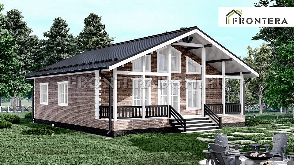 Каркасный дом с отделкой под кирпич. Обзор проекта / Честер 128.