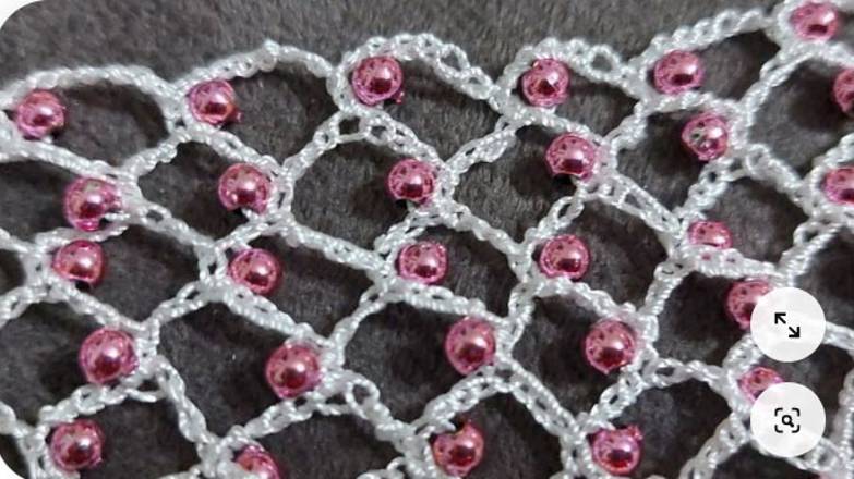 Косая сетка с бисером. Крючком