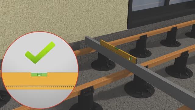 Монтаж террасной доски ДПК на регулируемые опоры  Полное видео