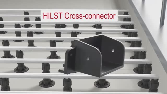 Монтаж усиленной поперечными алюминиевыми лагами подсистемы на регулируемых опорах HILST Lift