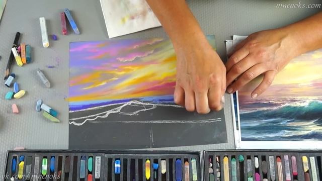 Рисуем МОРСКОЙ ПЕЙЗАЖ. Как нарисовать шторм. Сухая пастель. Мастер-класс.
