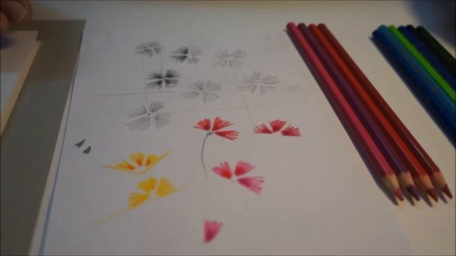 КАК ПОДОБРАТЬ ЦВЕТА в акварельных карандашах, чтобы не было грязи. Отрывок из урока "Полевые цветы".