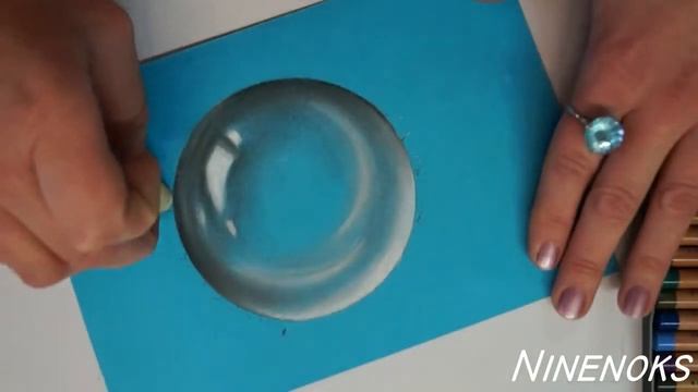 Как нарисовать СТЕКЛЯННЫЙ снежный ШАР с ЁЛОЧКОЙ. Пастельные карандаши.