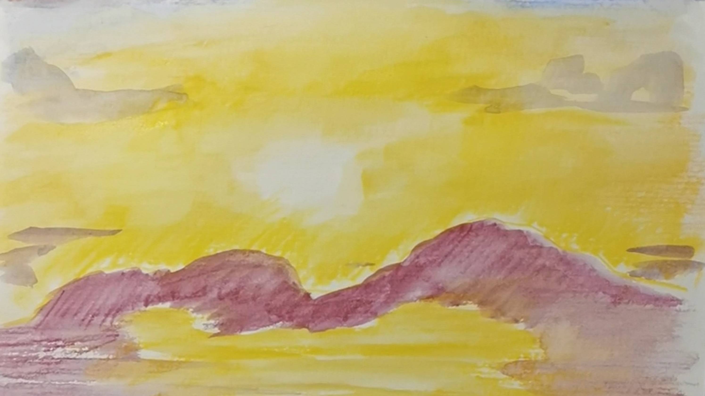 Пейзаж, акварельные карандаши