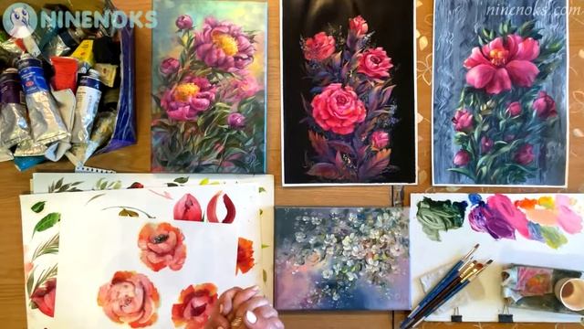 Презентация  курса Цветы в технике кистевая роспись. Масляная живопись.