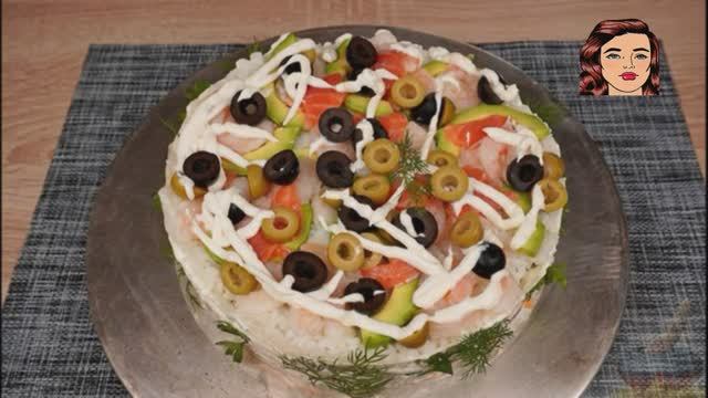 Японский закусочный суши-торт, орегинальная закуска на проздник