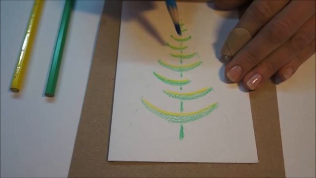 Как нарисовать необычную ЁЛКУ акварельными карандашами. Как просто сделать ОТКРЫТКУ к Новому Году!