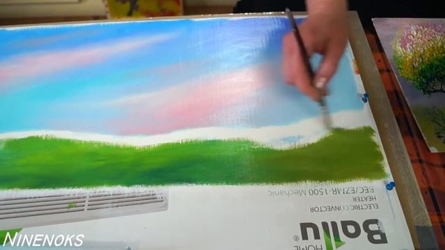 Как нарисовать ЗЕМЛЮ И ТРАВУ масляными КРАСКАМИ. Часть 6 "Деревья в разные времена года"