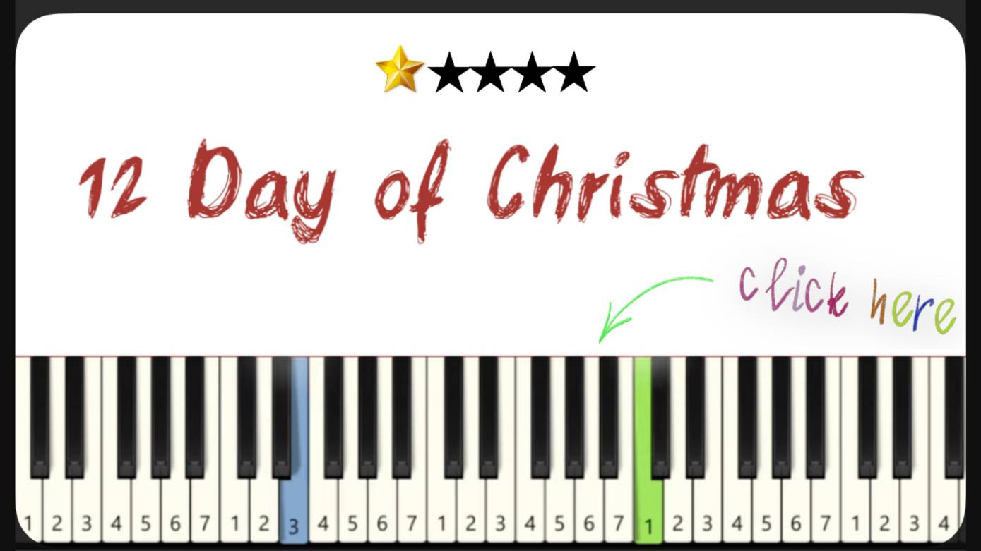 12 Days of Christmas - как играть на фортепиано - ПРОСТЫЕ НОТЫ ДЛЯ НАЧИНАЮЩИХ