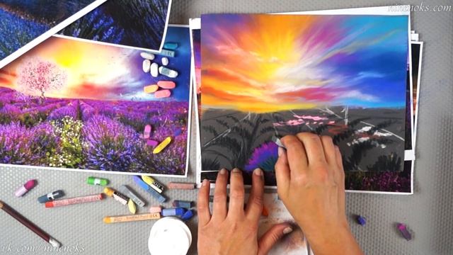 Рисуем ЛАВАНДУ сухой пастелью. Пейзаж. Мастер-класс.