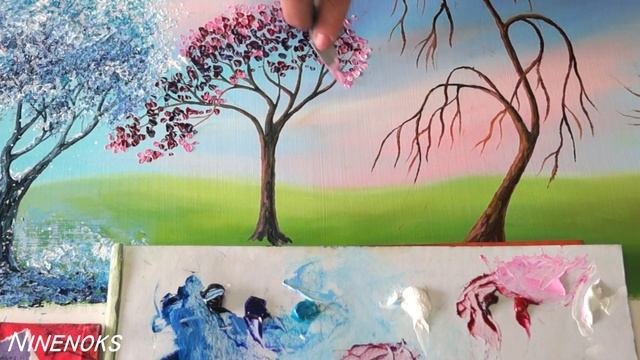 Мастер-класс по написанию ВЕСЕННЕГО ДЕРЕВА  масляными КРАСКАМИ и МАСТИХИНОМ.