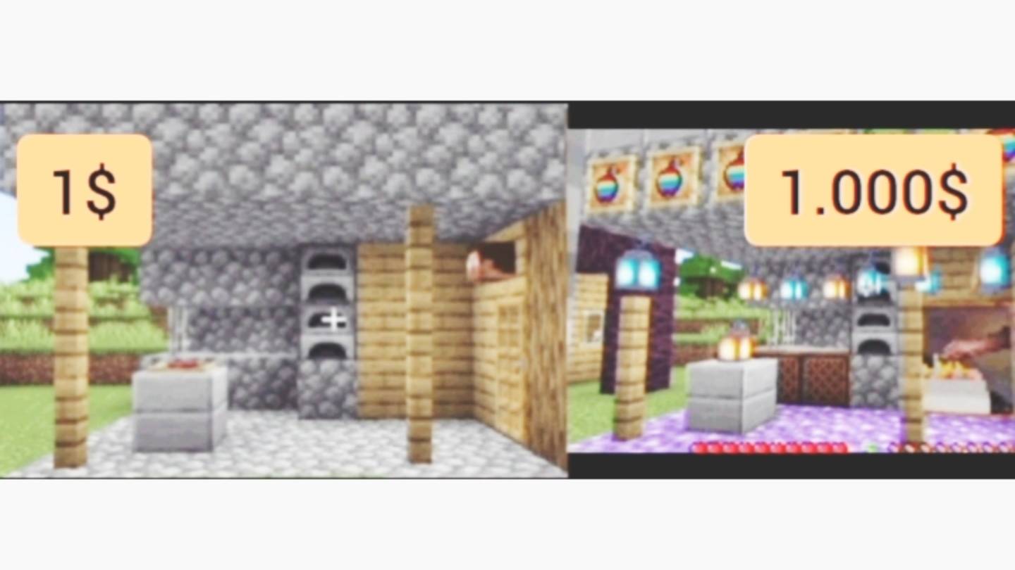 Украшение кузницы за 1$ и за 10.000$ в minecraft | ДимА4 minecraft!