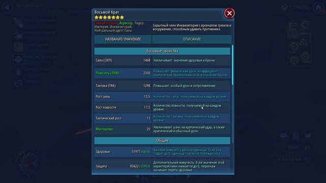 SWGOH ТЕМНЫЕ ВРЕМЕНА (Гранд-инквизитор) - Статы