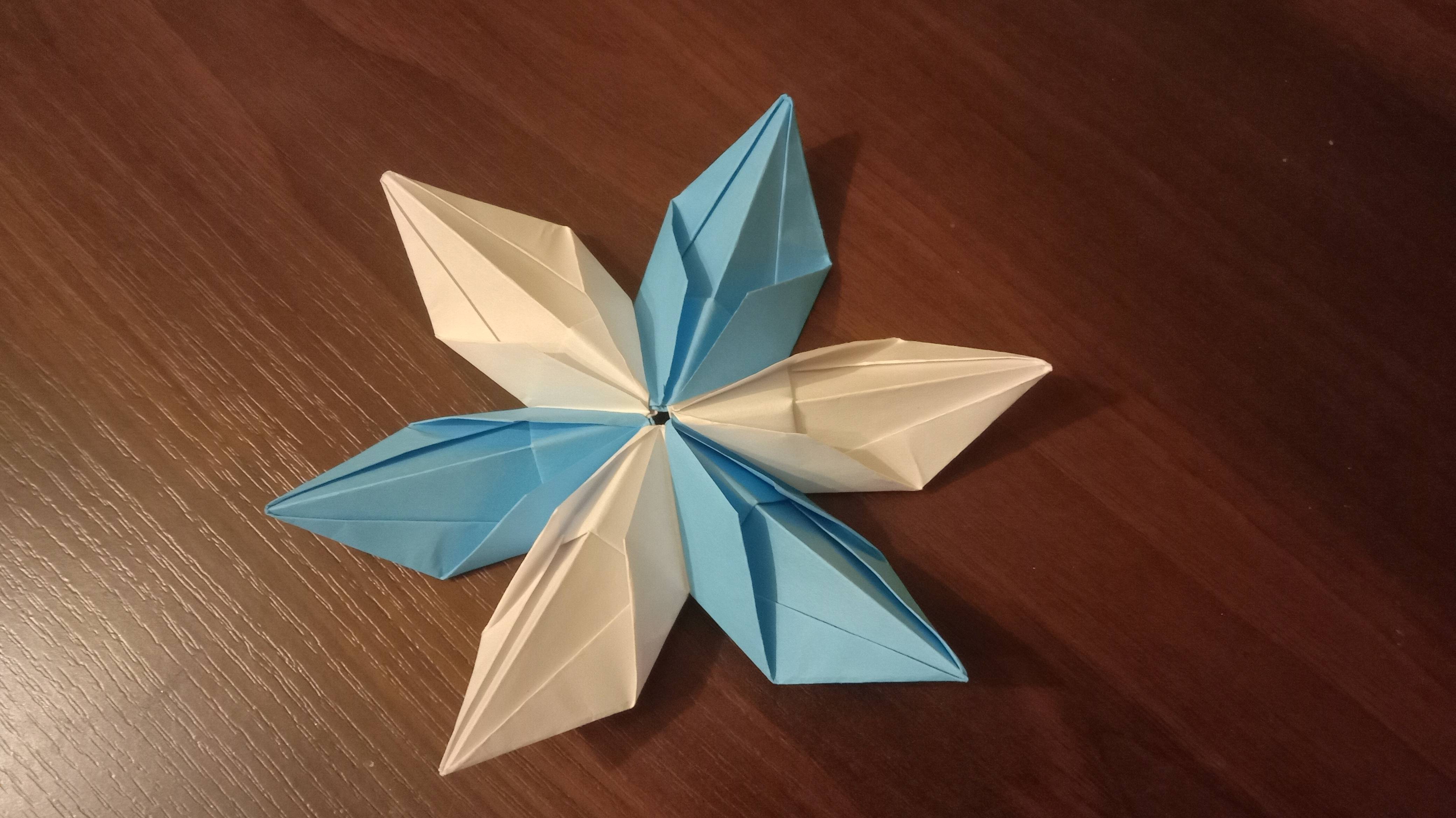 Оригами. Объемная 3D снежинка из бумаги. Поделки из бумаги.