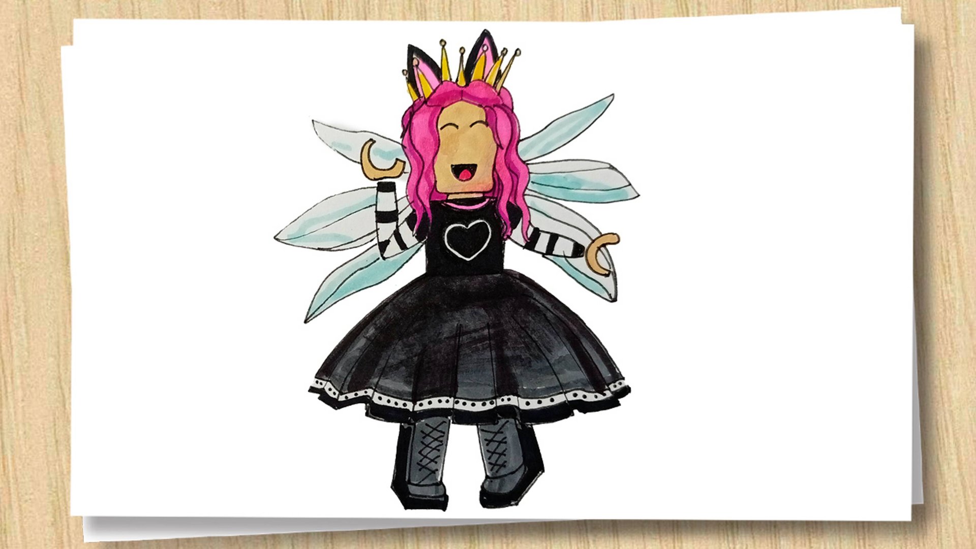 Как нарисовать Девочку в черном Роблокс Roblox Женяша