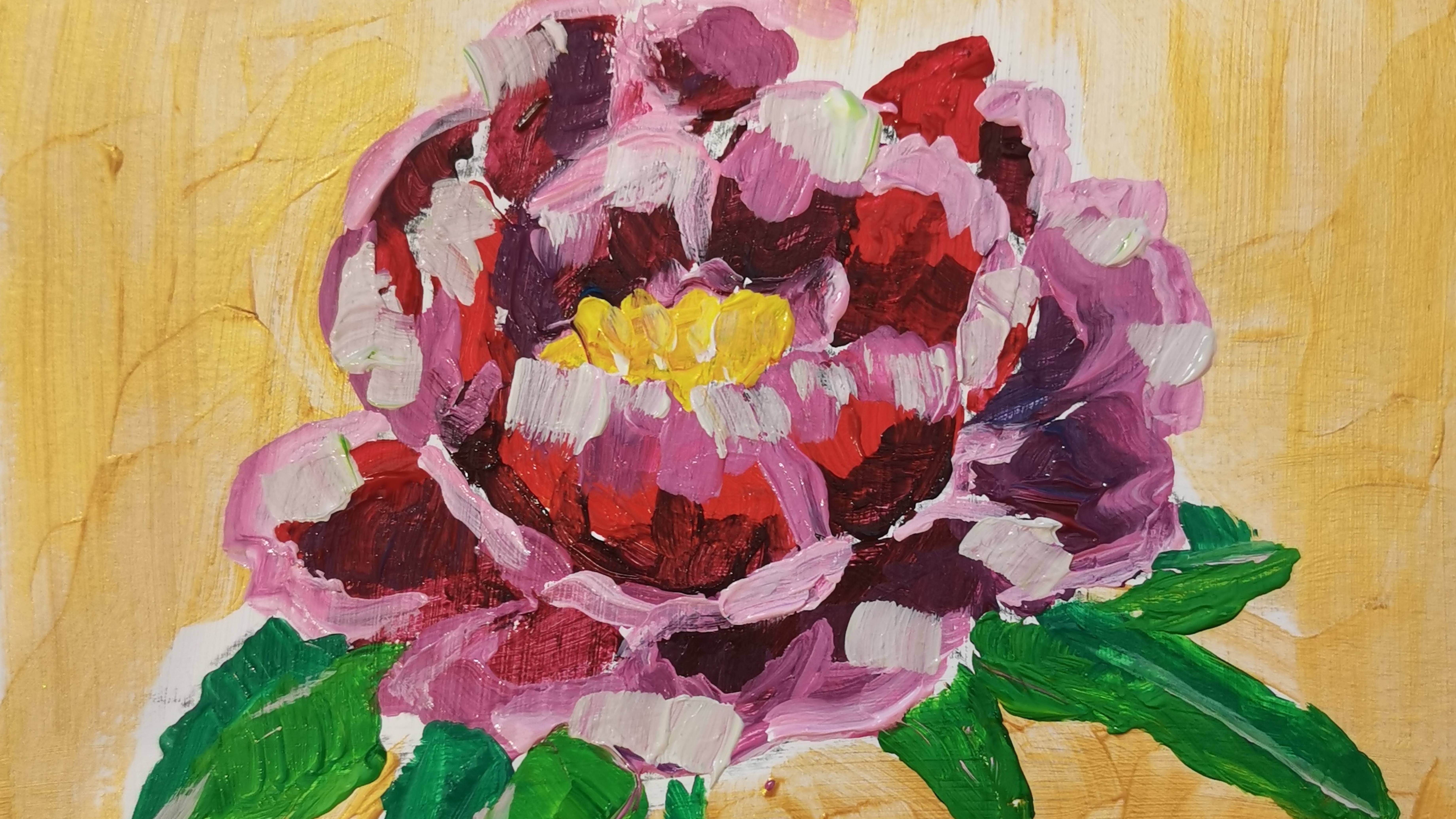 Пион акриловыми красками