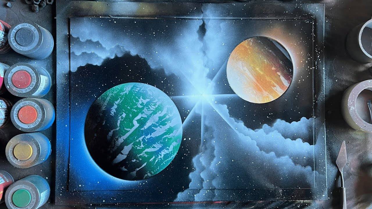 Рисунок Баллончиками: Космическое пересечение | Spray Painting: Cosmic Intersection