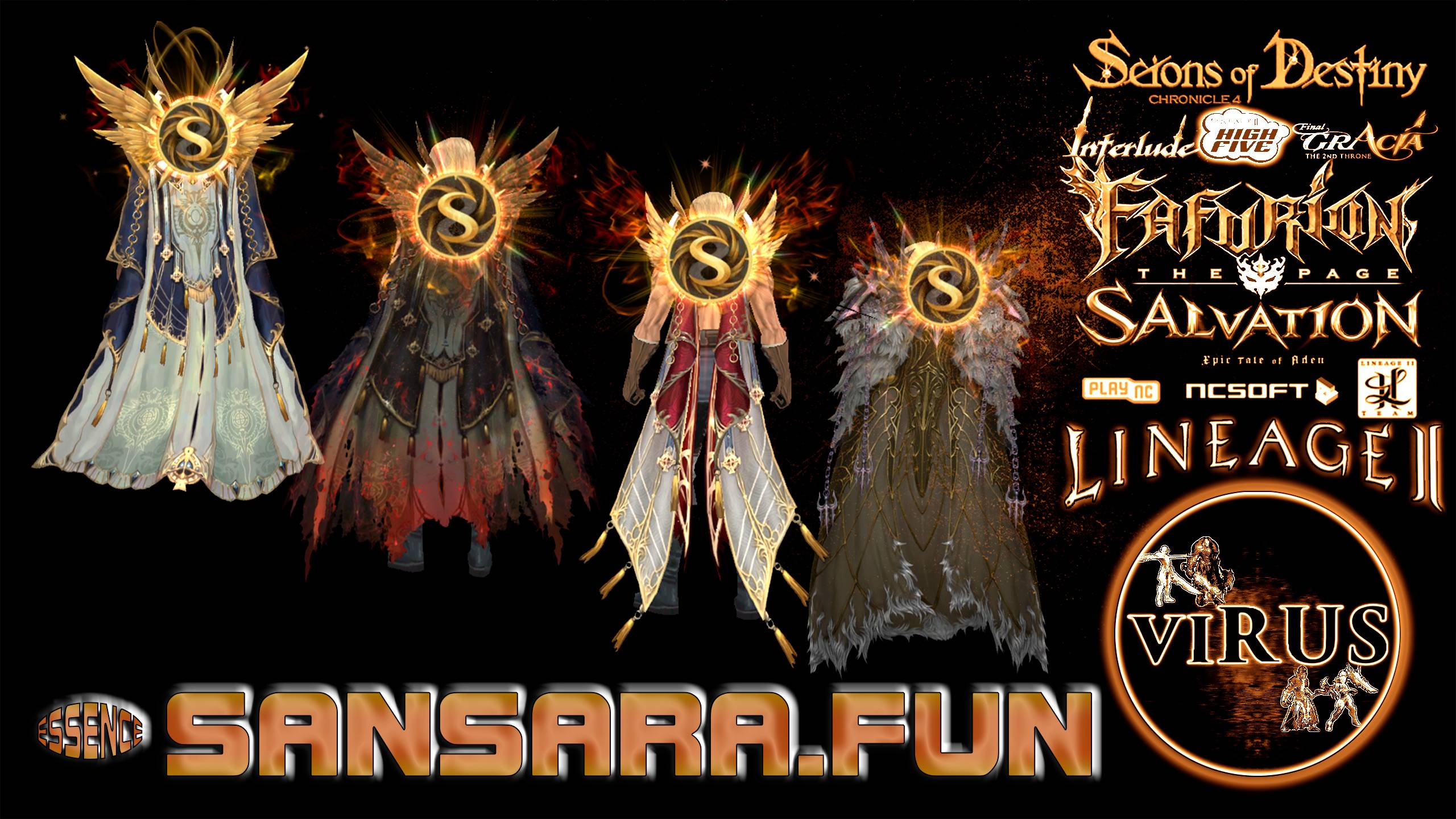 Improved Cloak with Logo for www.Sansara.Fun server. LINEAGE II-PROJECT WOLF ◄√i®uS►