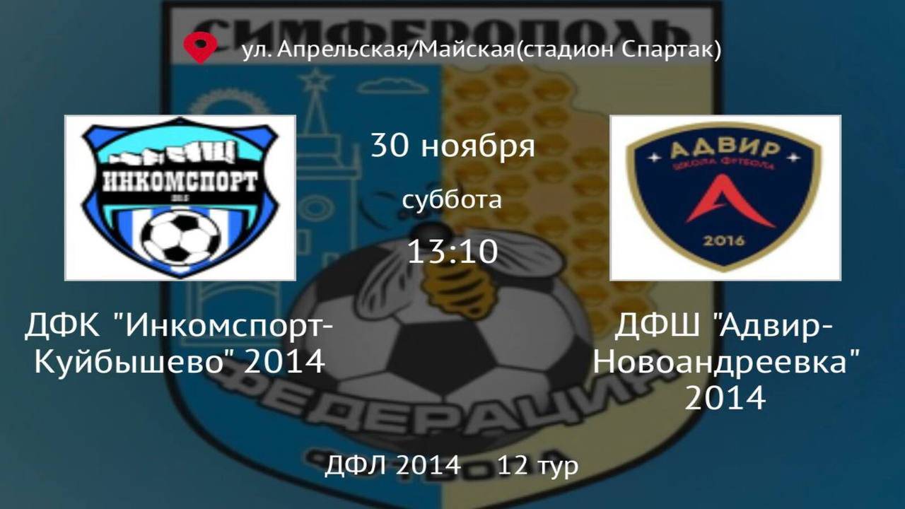 ДФК Инкомспорт Куйбышево vs ДШФ Адвир Новоандреевка