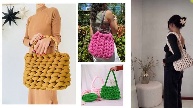 Урок 1. Вязание из гигантской (трубчатой) пряжи руками