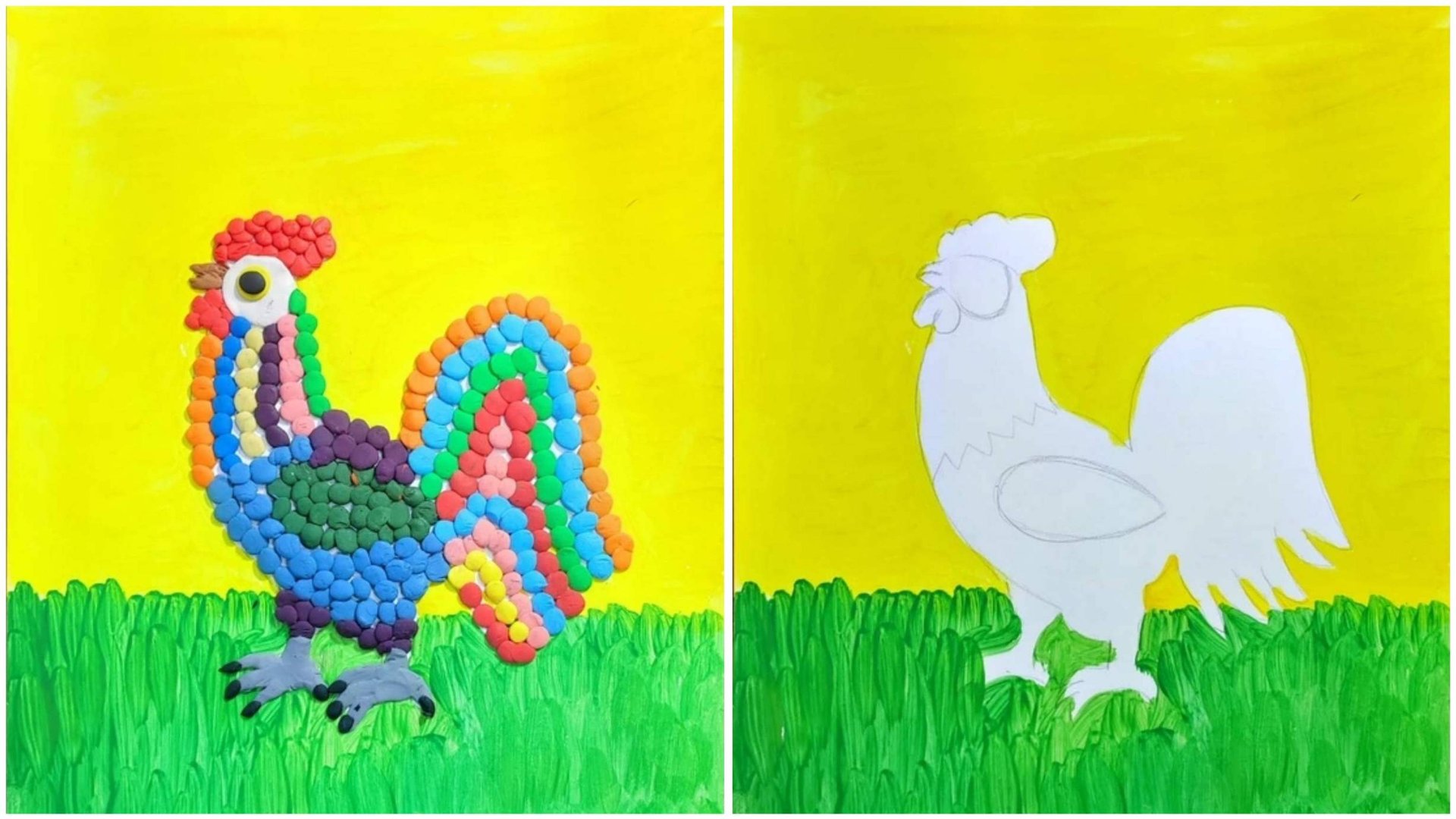 Аппликация петушок золотой гребешок, пластилинография