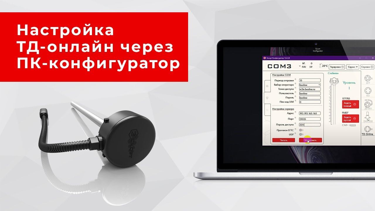 Настройка ДУТ Эскорт ТД-Онлайн через ПК-конфигуратор датчиков Эскорт