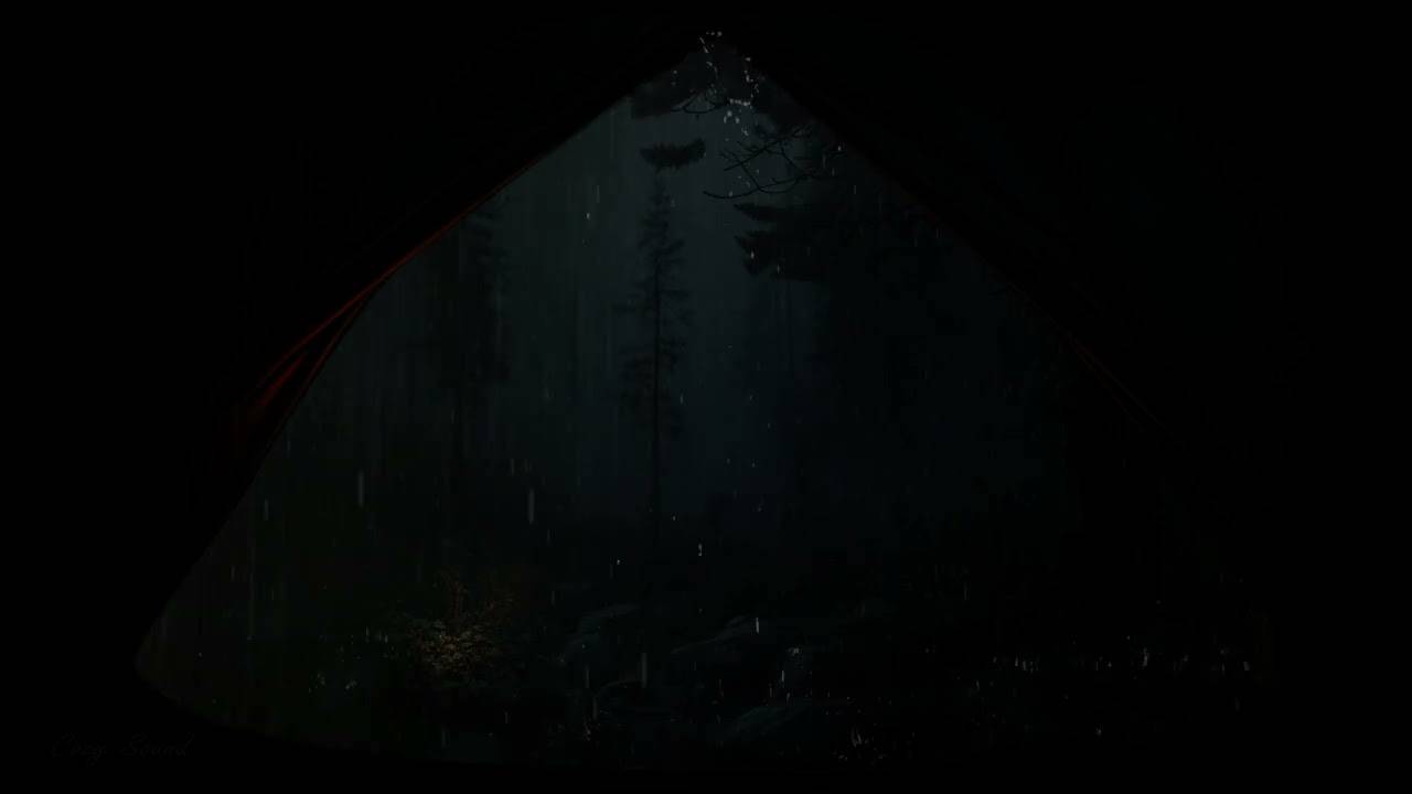 Дождь ночью в лесу