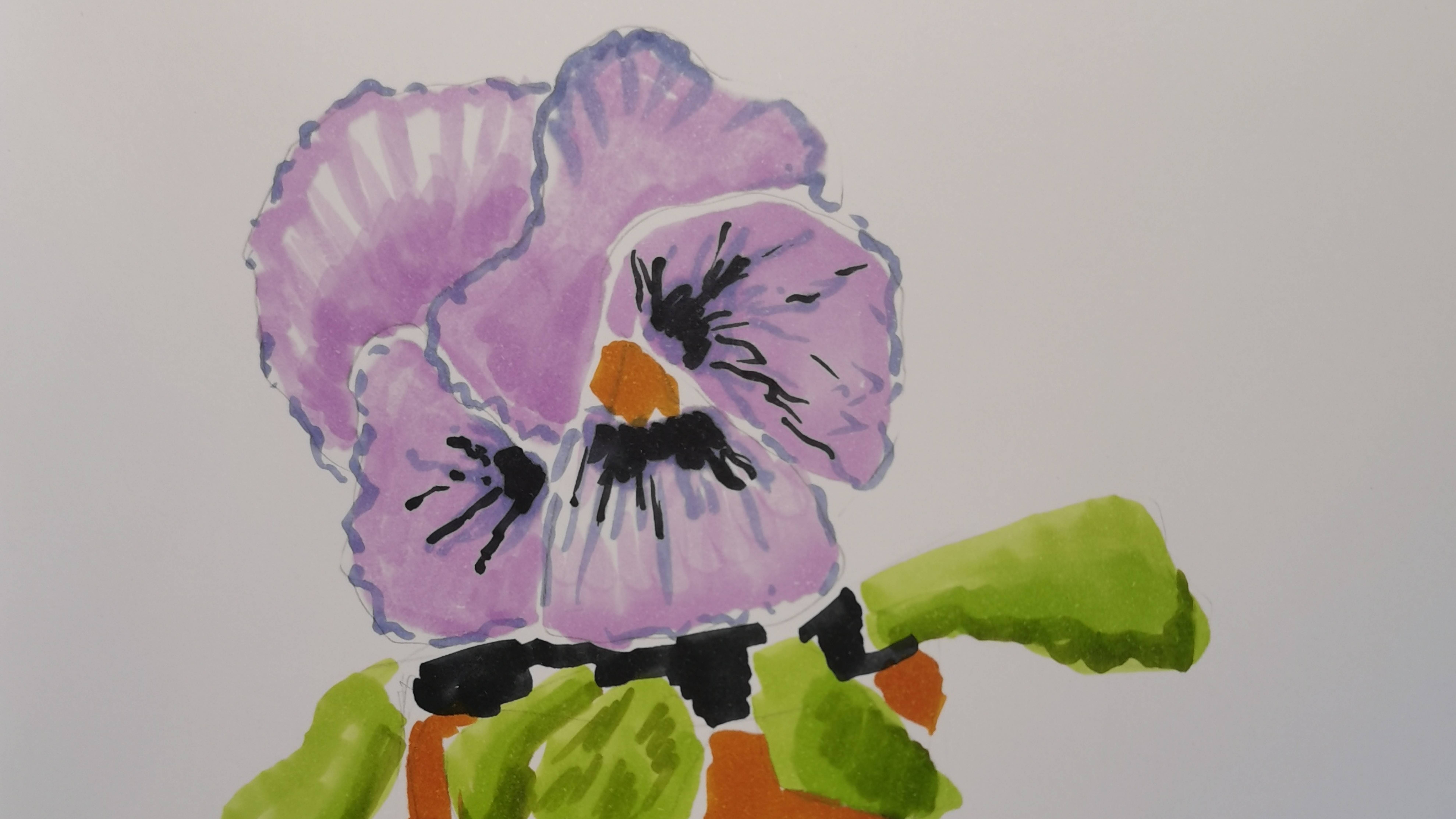 Как нарисовать фиалку маркерами