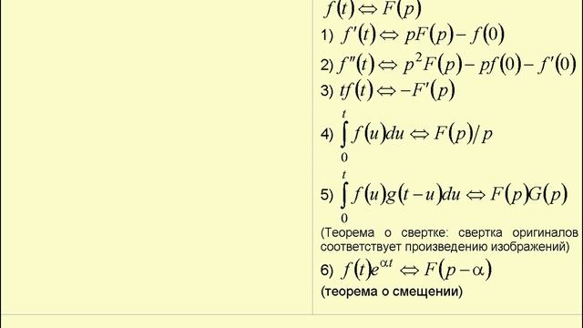 Свойства преобразования Лапласа