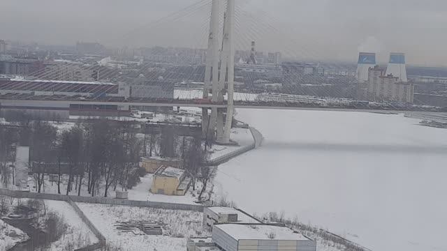 Вид на Невский район и Вантовый мост с небоскрёба. Видео канала Мой Петербург.
