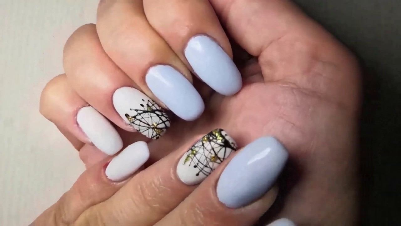 Гель-лак для начинающих. Идеи маникюра паутинка и градиент. Модный, стильный маникюр.