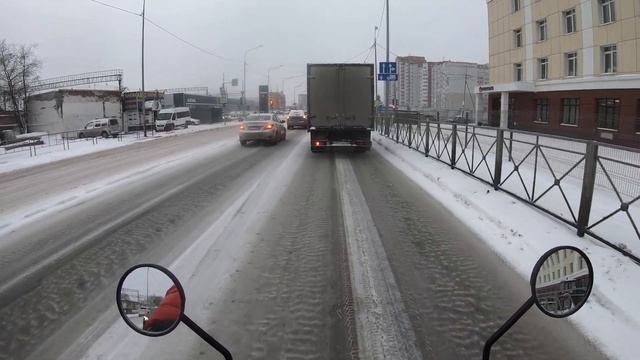 Мопед JT50 езда по городу в гололед