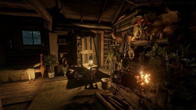 Самый уютный домик в глубине леса с теплым камином и грозой и сильным дождём