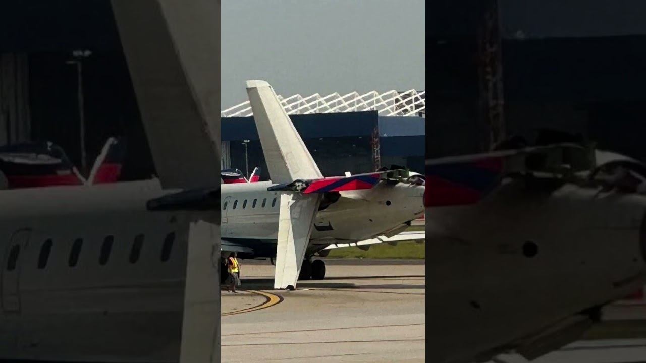 Airbus A350 срезал киль у Bombardier CRJ-900LR. Оба самолёта принадлежат одной авиакомпании.